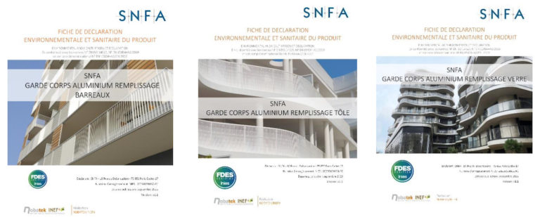 Les FDES collectives Garde-corps aluminium du SNFA sont vérifiées et ...